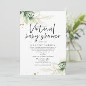 Greenery And Gold Virtual Baby Shower Invitation | Zazzle