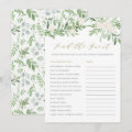 Greenery and White Flowers Find the Guest Game Enclosure Card | Zazzle
