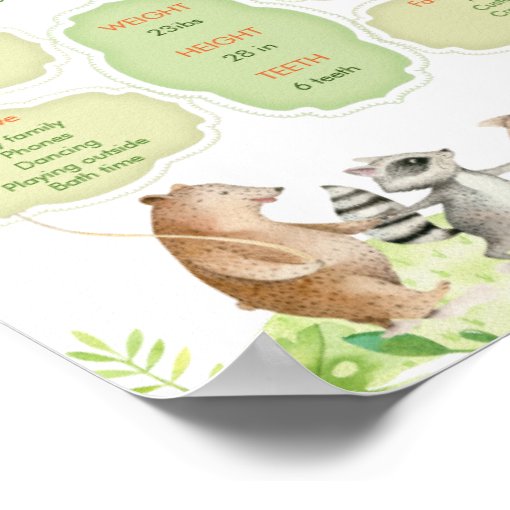 Greenery Animals Friends Party Happy Birthday Poster | Zazzle