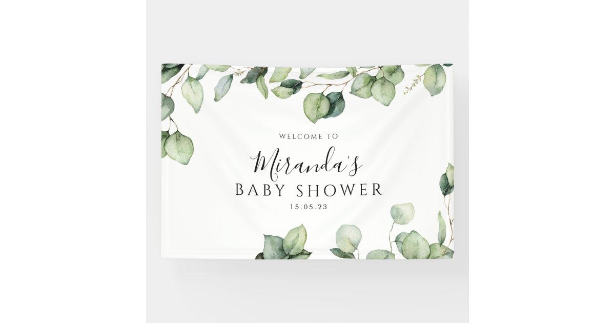 Greenery Baby Shower Botanical Backdrop Banner | Zazzle