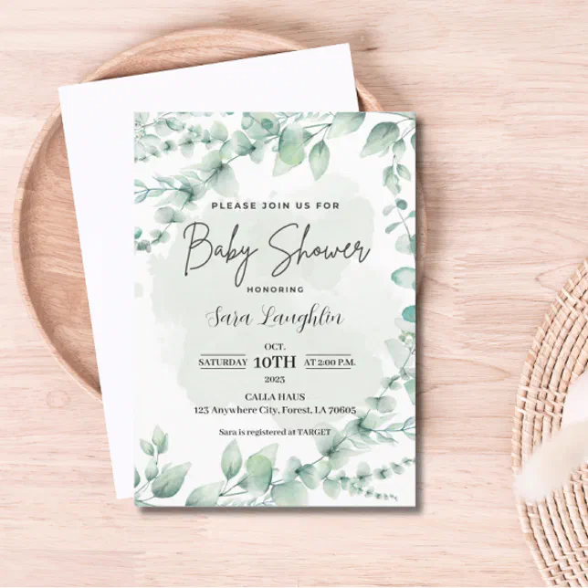Greenery Baby Shower Invitation | Zazzle
