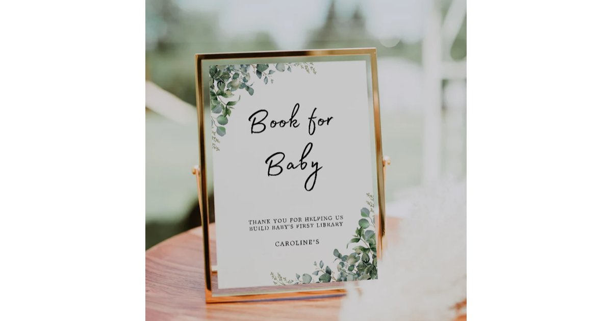 Greenery Book for Baby Sign, Baby Shower Invitation | Zazzle