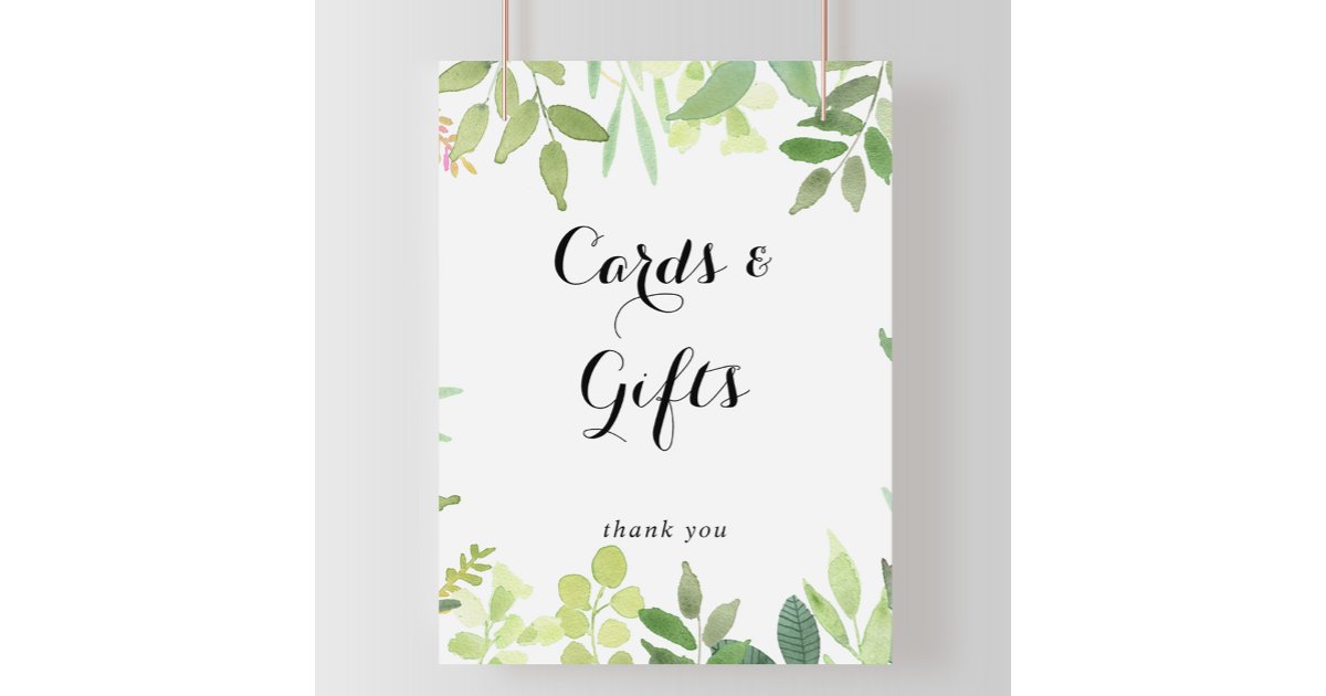 Greenery Botanical Foliage Cards and Gifts Sign | Zazzle