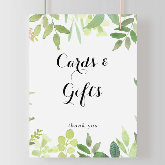 Greenery Botanical Foliage Cards and Gifts Sign | Zazzle