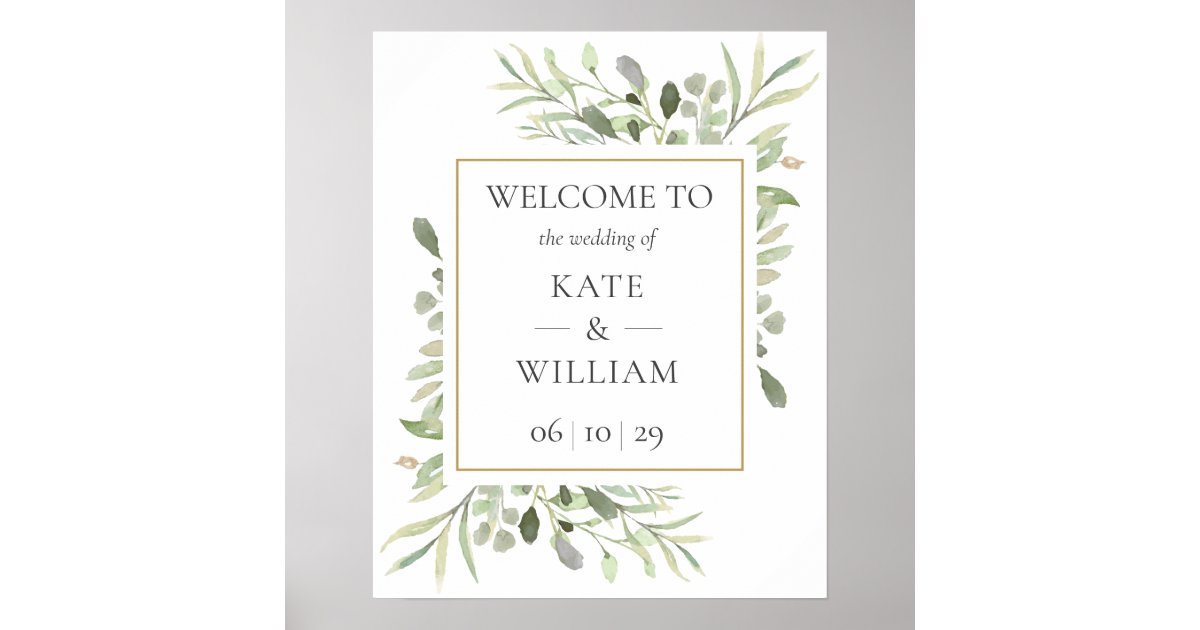 Greenery Botanical Wedding Welcome Sign | Zazzle