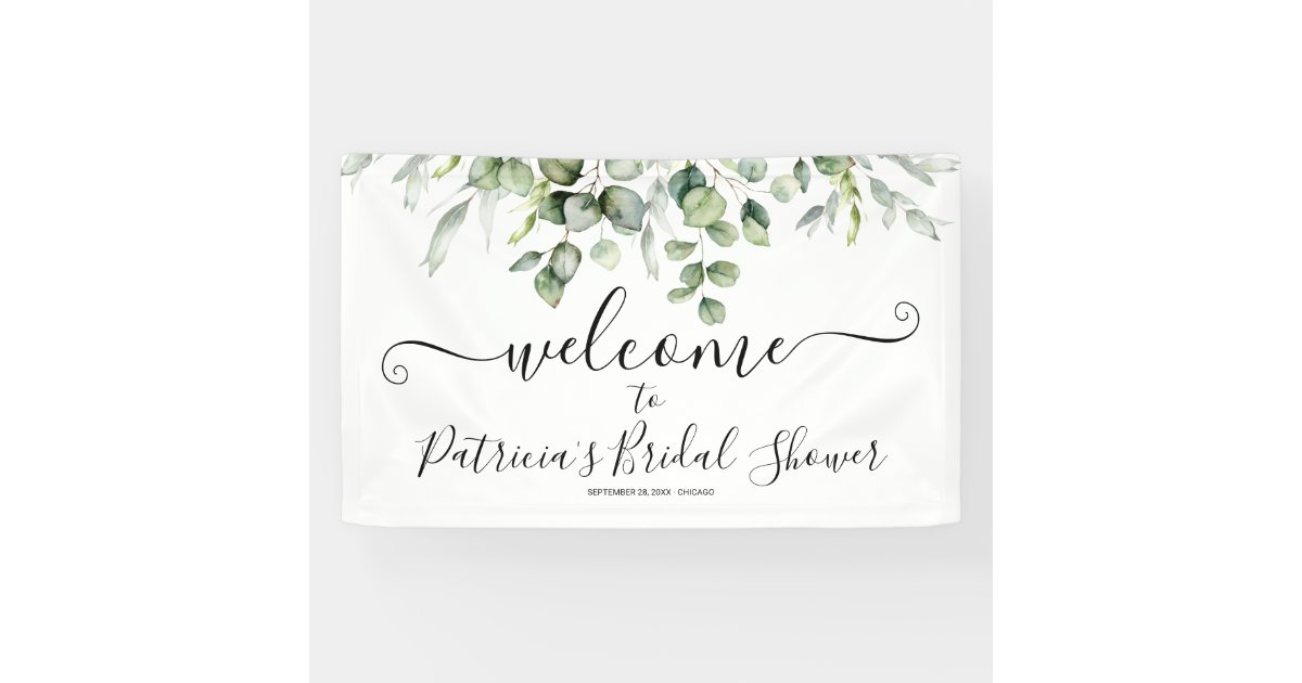 Greenery Bridal Shower Welcome Sign Banner | Zazzle