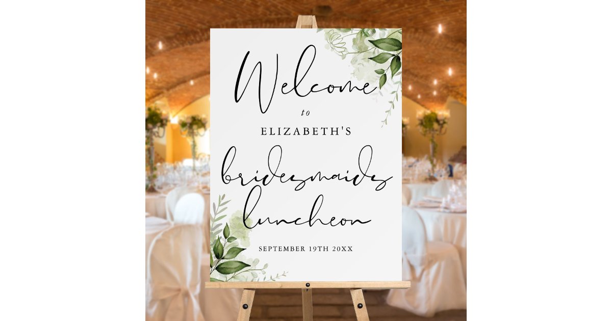 Greenery Bridesmaids Luncheon Welcome Sign | Zazzle