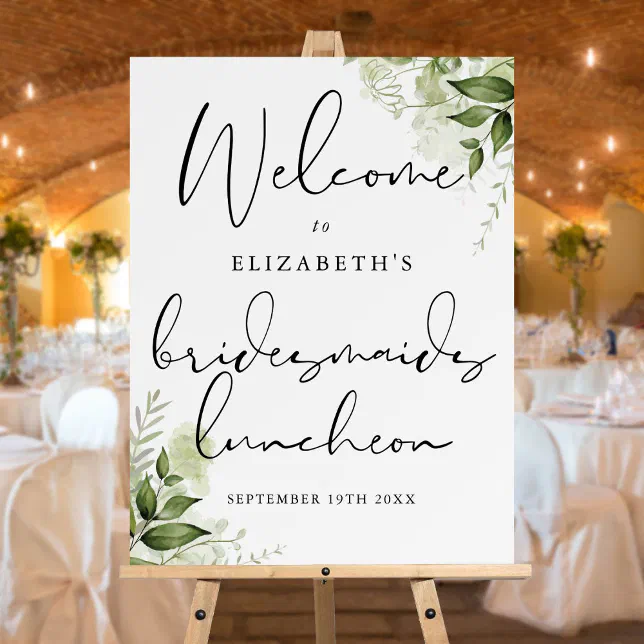 Greenery Bridesmaids Luncheon Welcome Sign | Zazzle