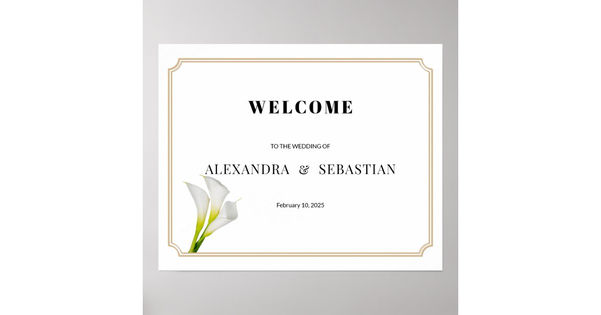 Greenery Calla Lily Wedding Welcome Sign | Zazzle