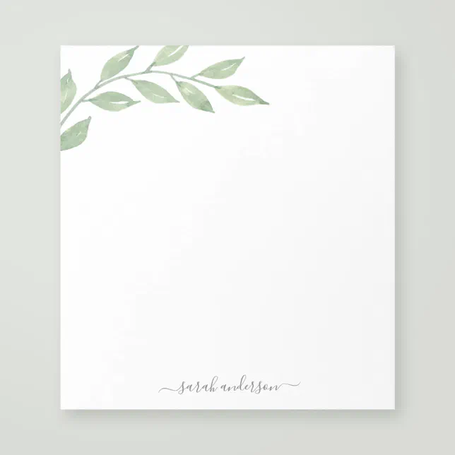 Greenery Calligraphy Personalized Notepad | Zazzle