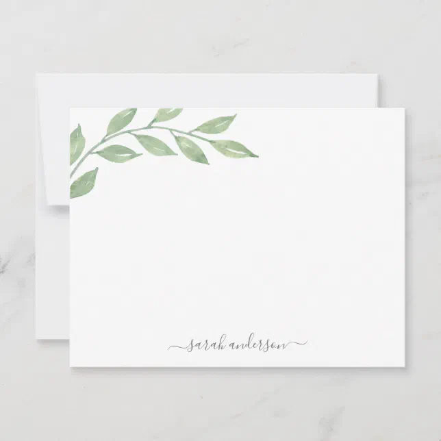 Greenery Calligraphy Personalized Stationery Note Card | Zazzle