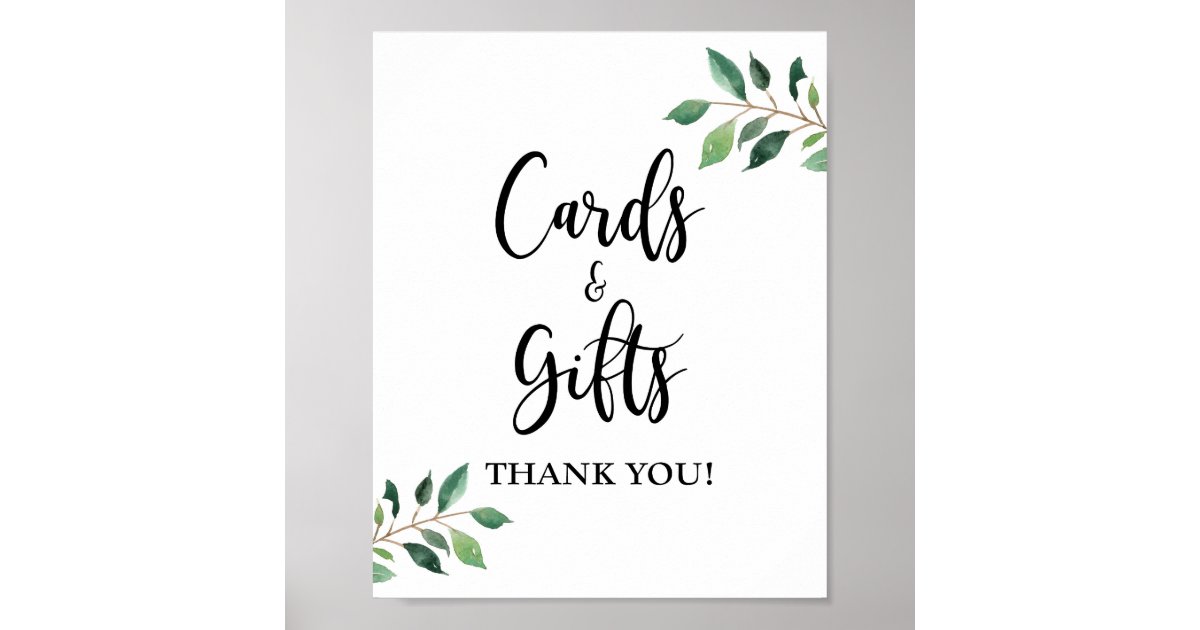 Greenery Cards & Gifts Wedding or Party Sign | Zazzle