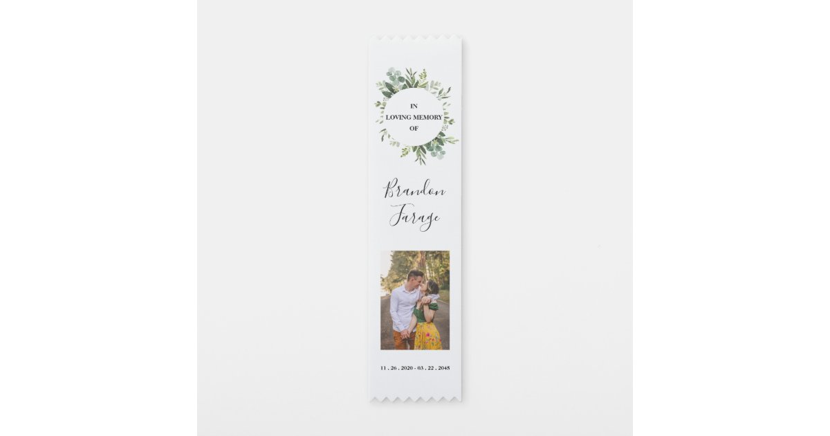 Greenery Celebration Of Life Bookmark Funeral | Zazzle