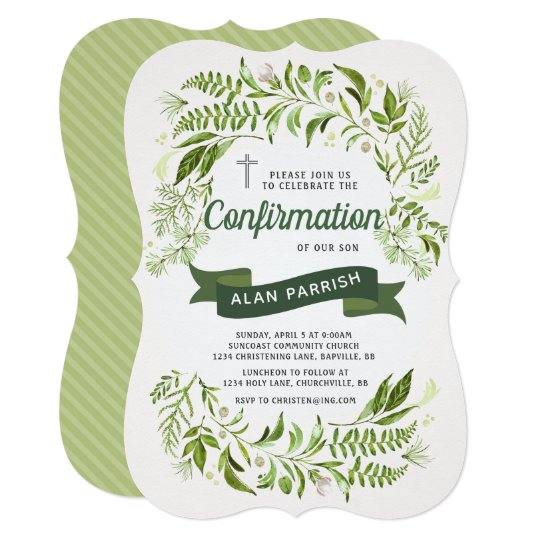 Greenery Confirmation Invitation | Zazzle.com