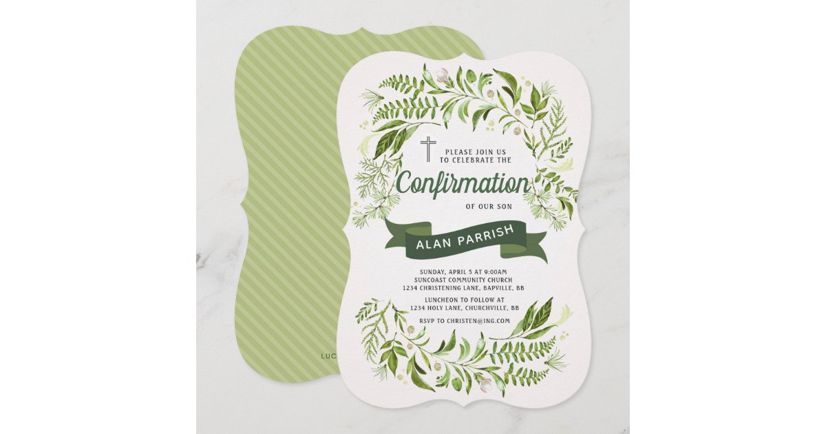 Greenery Confirmation Invitation | Zazzle
