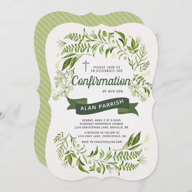 Greenery Confirmation Invitation | Zazzle
