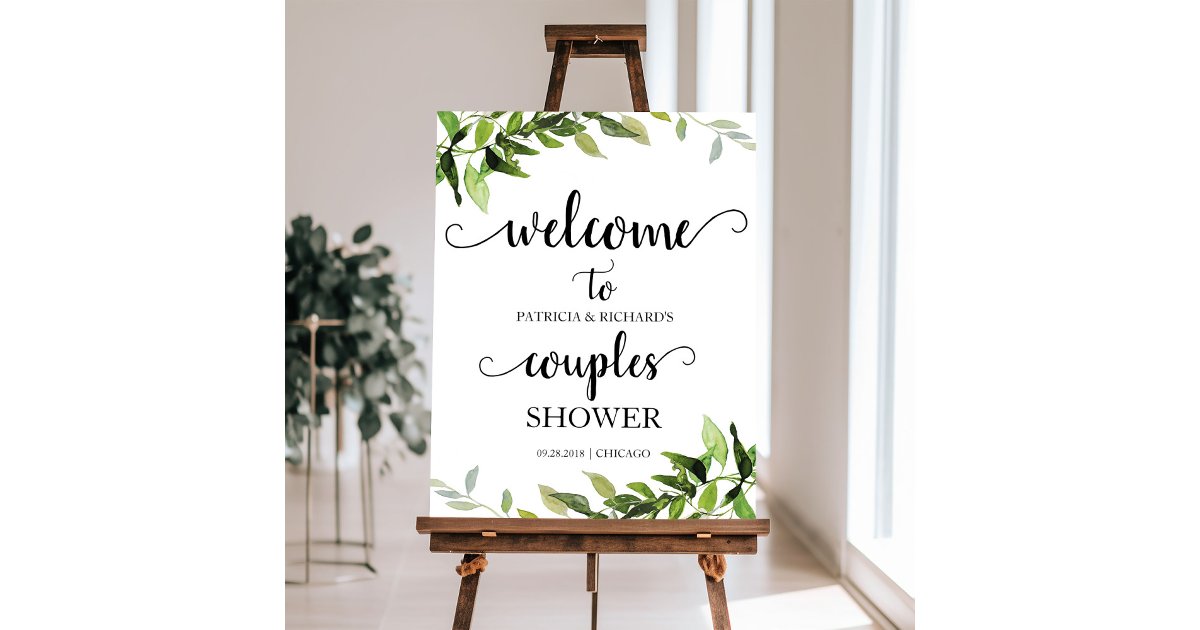 Greenery Couples Shower Welcome Sign | Zazzle