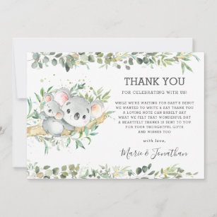Thank You Cards Paper & Party Supplies Paper Koala card. Koala thanks ...