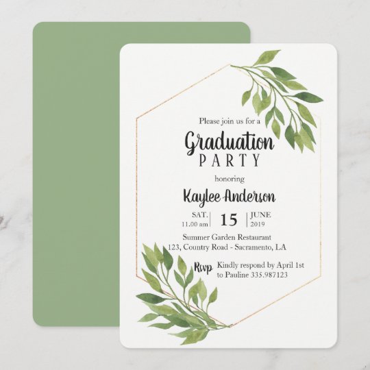 Greenery elegant Graduation Party card | Zazzle.com