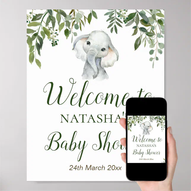 Greenery Elephant Welcome Sign | Zazzle