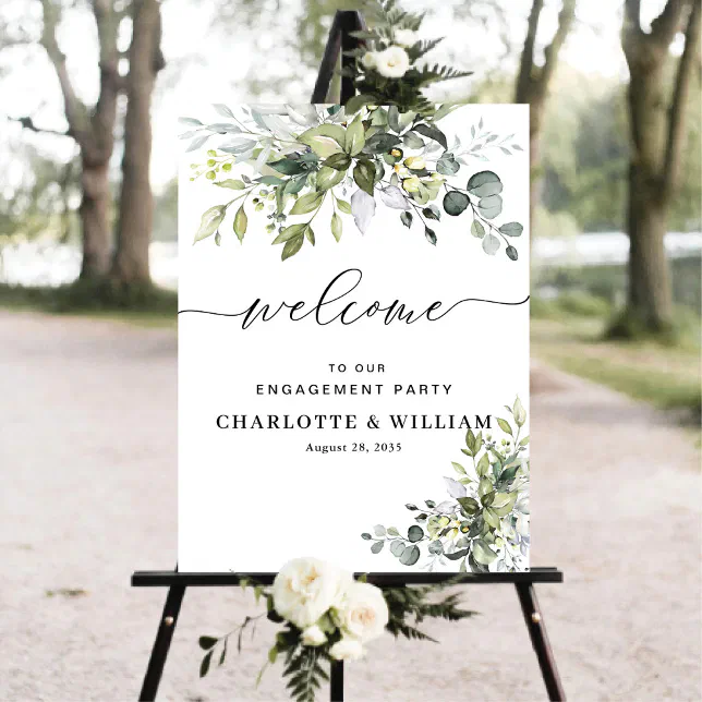 Greenery Engagement Party Poster | Zazzle