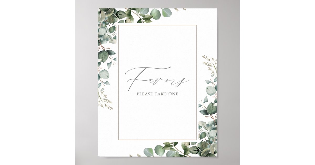 Greenery Eucalyptus Baby Shower Favors Sign | Zazzle
