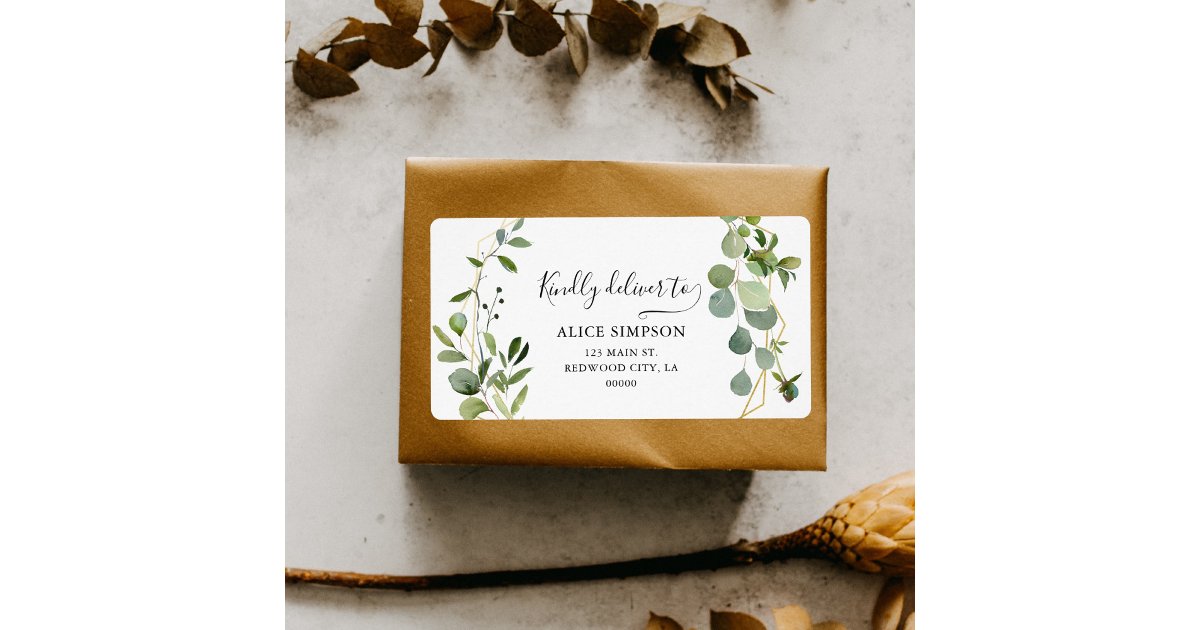 Greenery Eucalyptus Boho Calligraphy Address Label | Zazzle