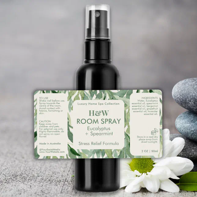 Greenery Eucalyptus Botanical Spray Bottle Product Label | Zazzle