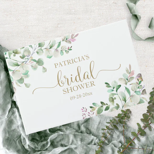 Greenery Eucalyptus Bridal Shower Guest Book Zazzle