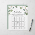 Greenery Eucalyptus Foliage Bridal Bingo Game | Zazzle