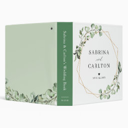 Greenery Eucalyptus Geometric Wedding Album Book 3 Ring Binder | Zazzle