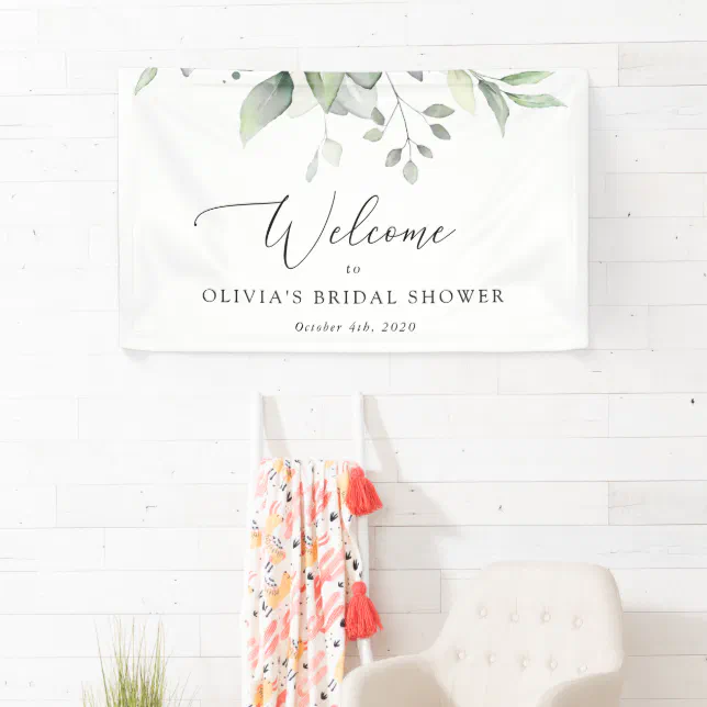 Greenery, Eucalyptus Leaves, Boho, Bridal Welcome Banner | Zazzle