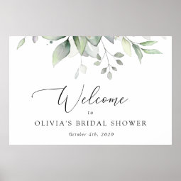 Greenery, Eucalyptus Leaves, Boho, Bridal Welcome Poster | Zazzle