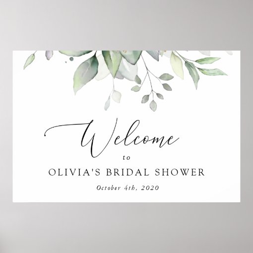 Greenery, Eucalyptus Leaves, Boho, Bridal Welcome Poster | Zazzle