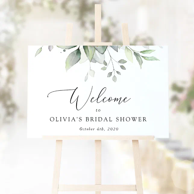 Greenery, Eucalyptus Leaves, Boho, Bridal Welcome Sign | Zazzle