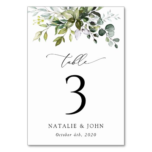 Greenery, Eucalyptus Leaves, Boho, Table Numbers | Zazzle