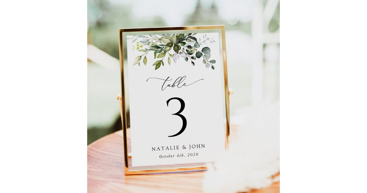 Greenery, Eucalyptus Leaves, Boho, Table Numbers | Zazzle