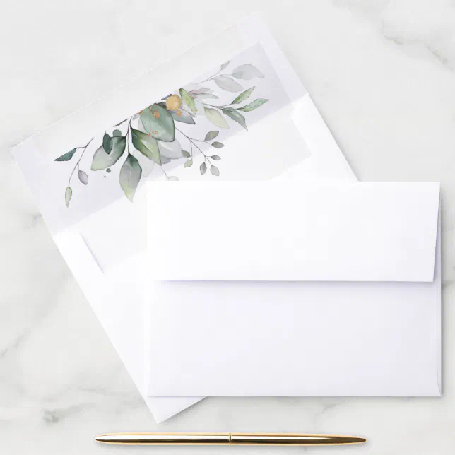 Greenery, Eucalyptus Leaves, Botanical Wedding Envelope Liner | Zazzle