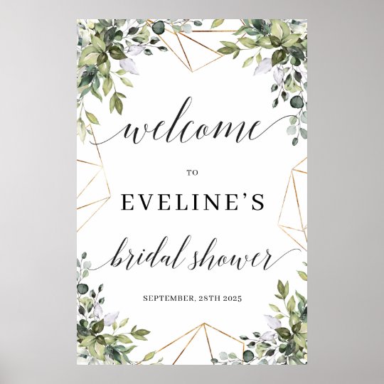 Greenery eucalyptus leaves gold welcome sign | Zazzle.com