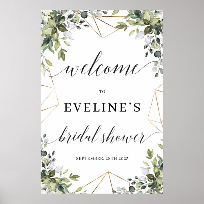 Greenery eucalyptus leaves gold welcome sign | Zazzle.com