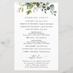 Greenery, Eucalyptus Leaves, Wedding Program | Zazzle