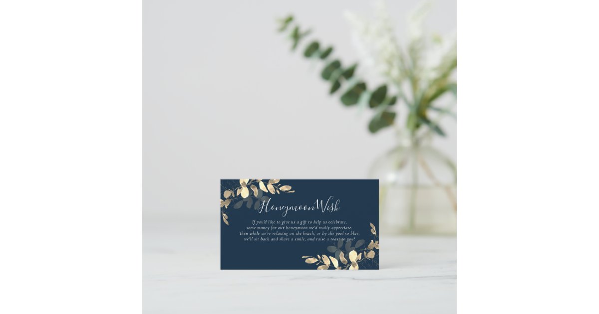 Greenery Eucalyptus Poem Honeymoon Wish Enclosure Card | Zazzle