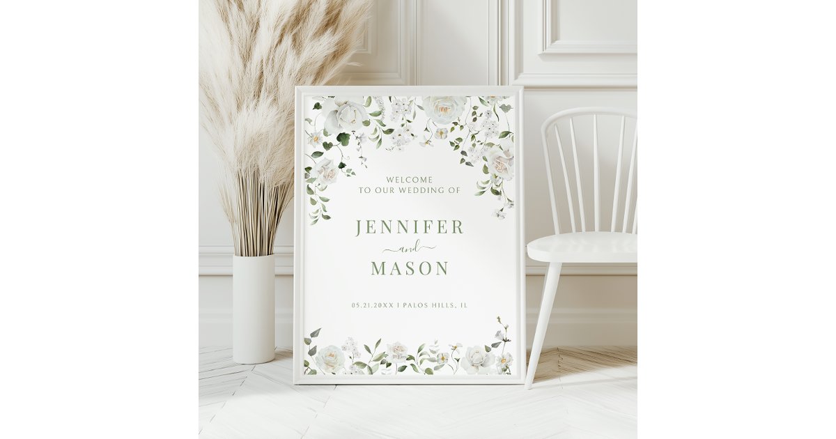 Greenery Eucalyptus Wedding Welcome Sign Poster | Zazzle