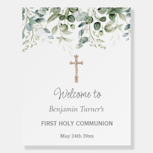 Greenery | First Holy Communion Welcome Foam Board | Zazzle