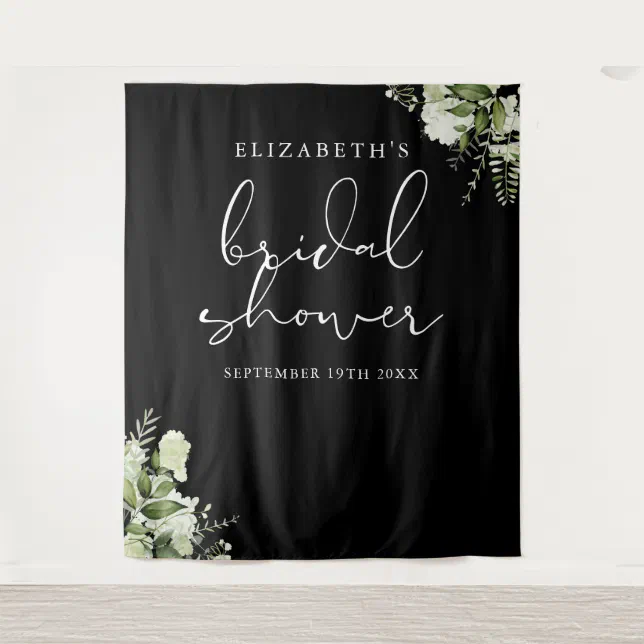 Greenery Floral Bridal Shower Photo Backdrop | Zazzle
