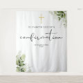 Greenery Floral Confirmation Photo Backdrop | Zazzle