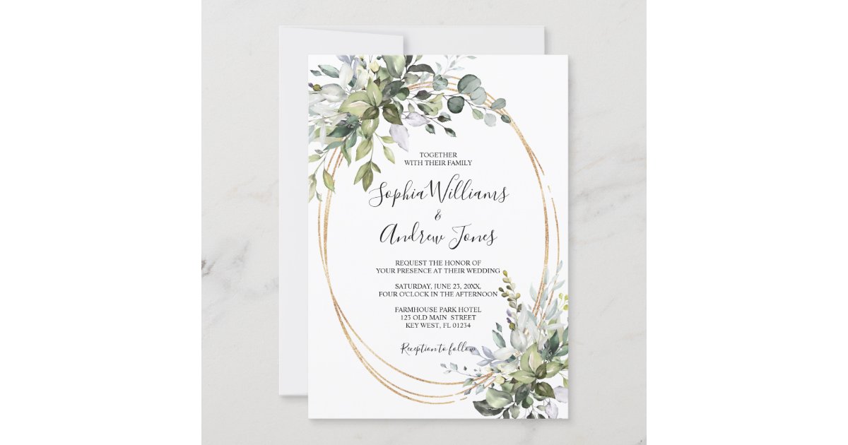 Greenery Floral Elegant Wedding Invitation | Zazzle