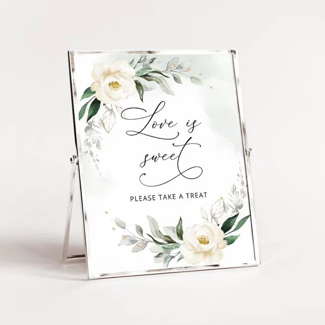 Greenery floral gold elegant Love is sweet Poster | Zazzle