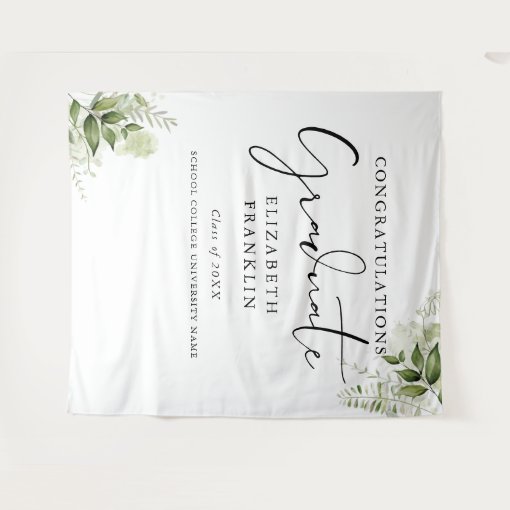 Greenery Floral Graduation Photo Booth Backdrop | Zazzle