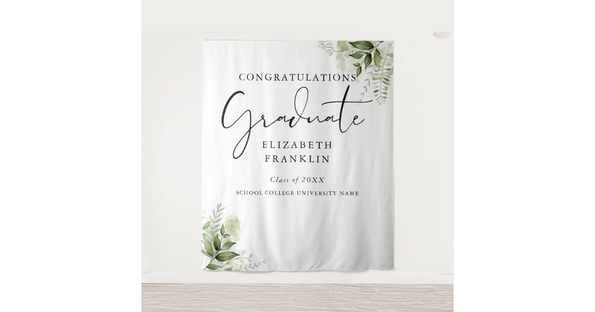 Greenery Floral Graduation Photo Booth Backdrop | Zazzle
